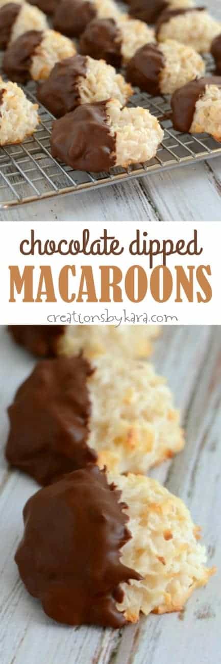 Chocolate Dipped Coconut Macaroons Recipe - Creations by Kara