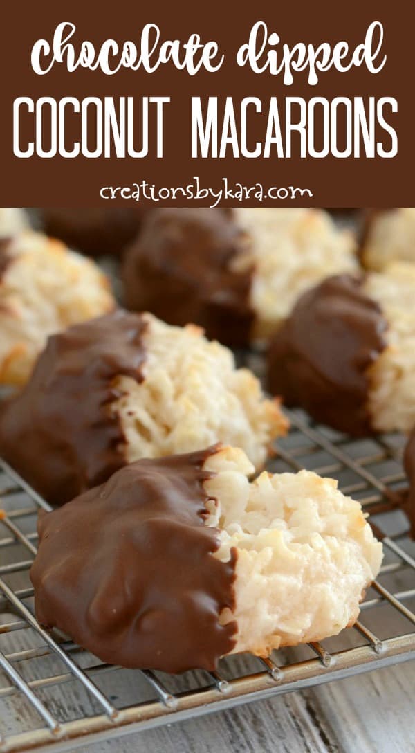Chocolate Dipped Coconut Macaroons Recipe - Creations by Kara