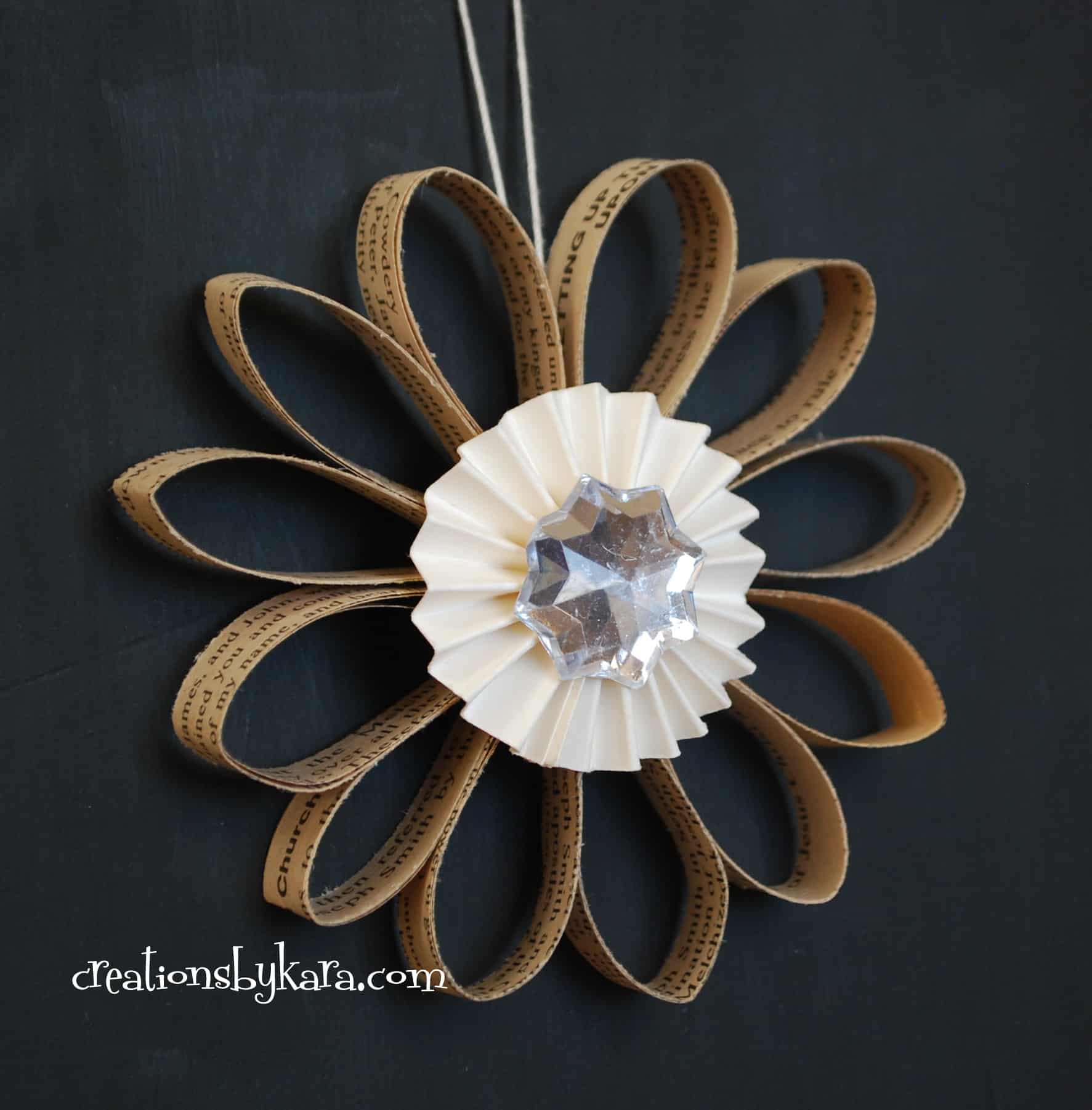 Book page Christmas ornament tutorial