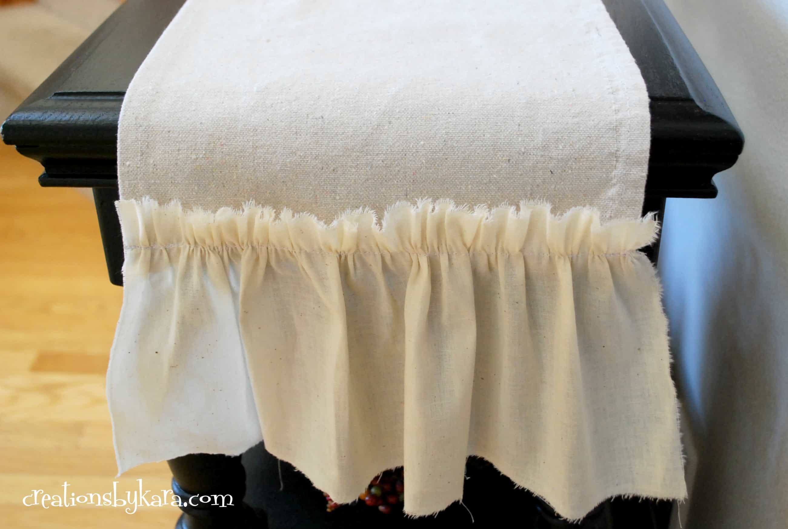 DIY shabby chic ruffled table runner