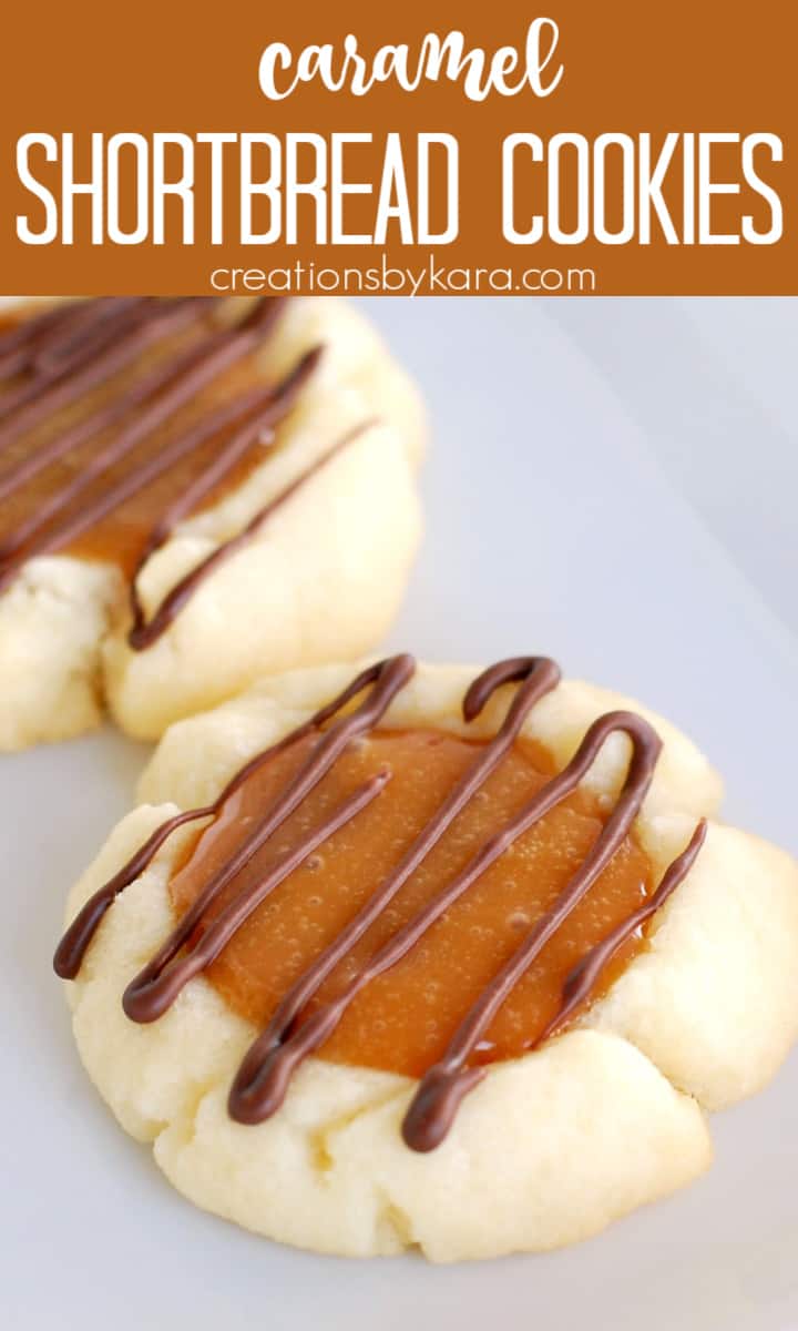 Caramel Shortbread cookies with chocolate drizzle
