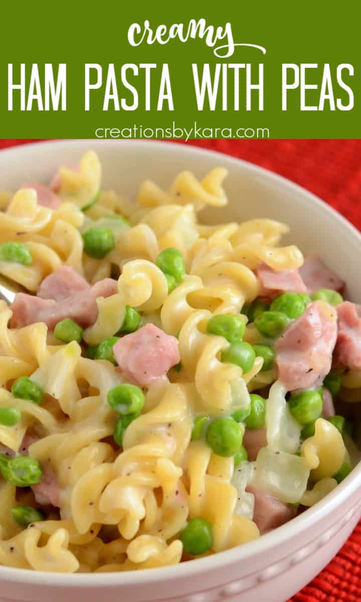 Creamy ham pasta with peas