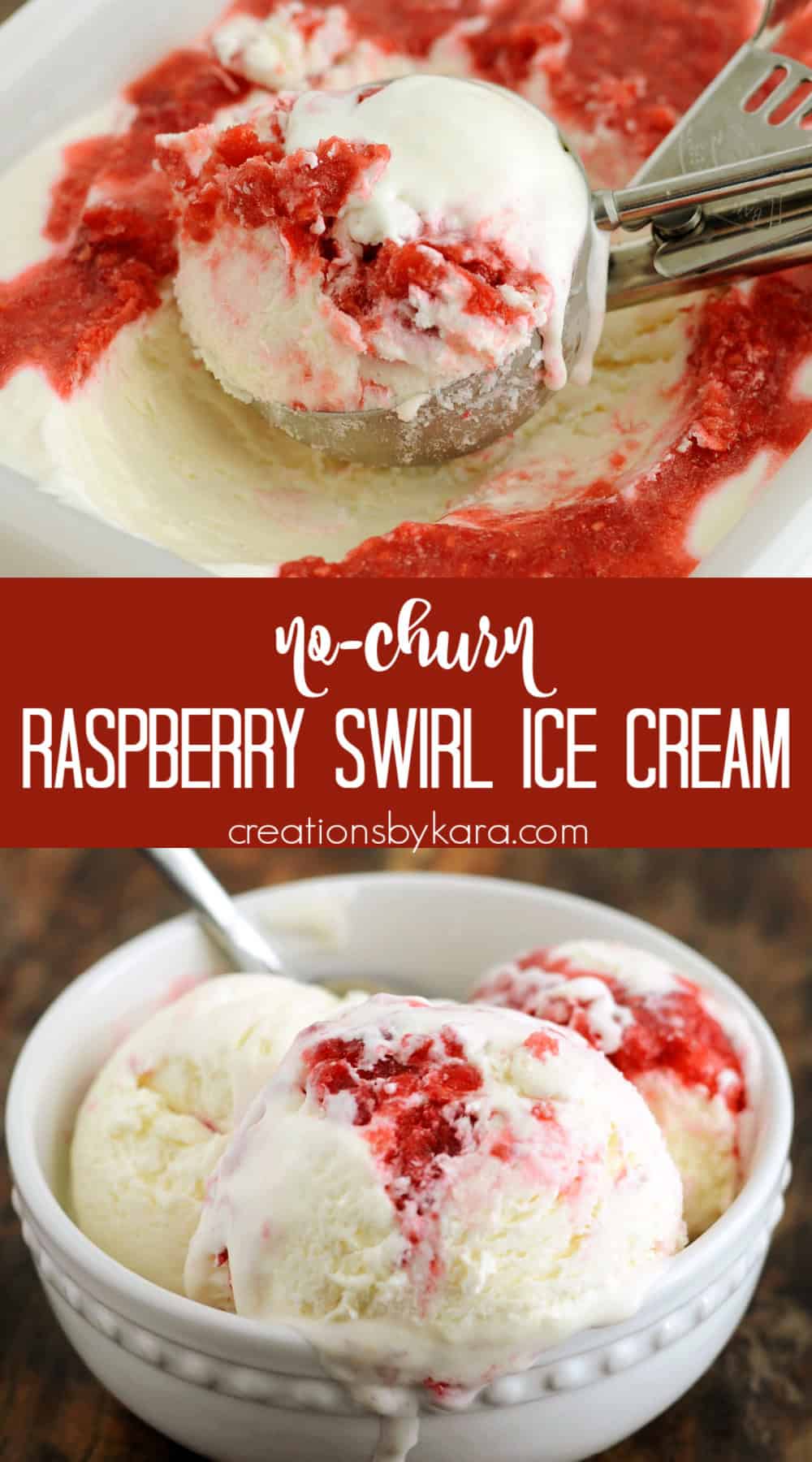 No-churn white chocolate raspberry swirl ice cream