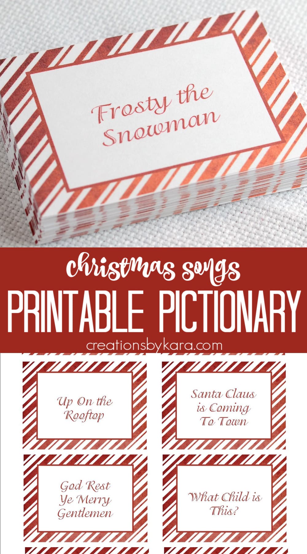 Christmas Songs Pictionary- free Christmas game - Creations by Kara