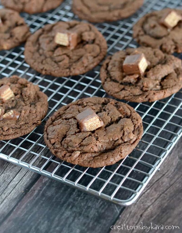Chocolate Kit Kat Cookies Recipe - Creations by Kara