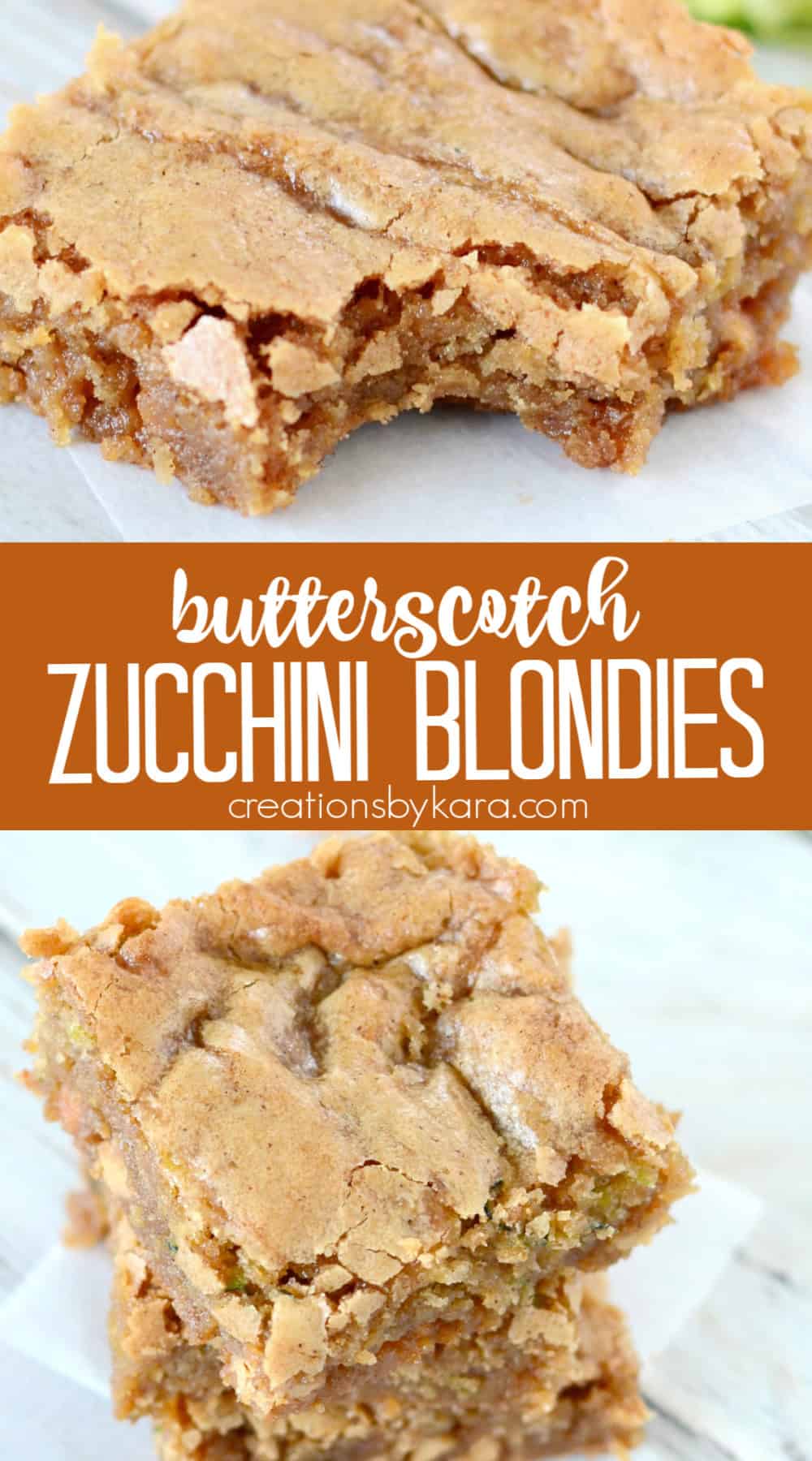 Chewy Butterscotch Zucchini Blondies - Creations by Kara