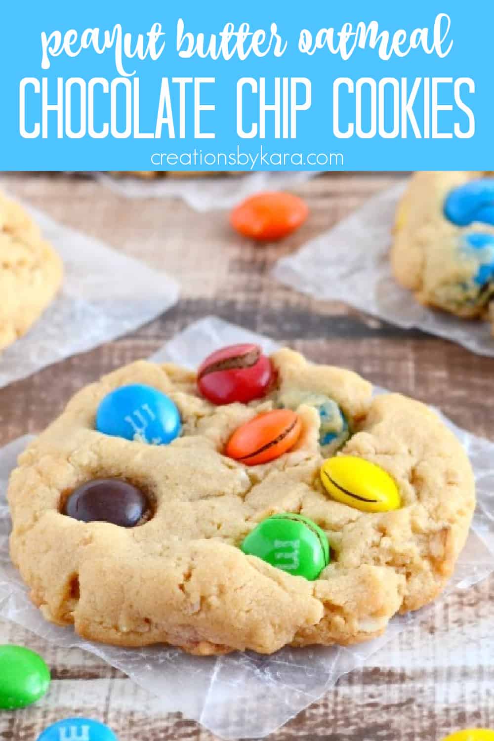 Chocolate Chip Peanut Butter Oatmeal Cookies - Creations by Kara