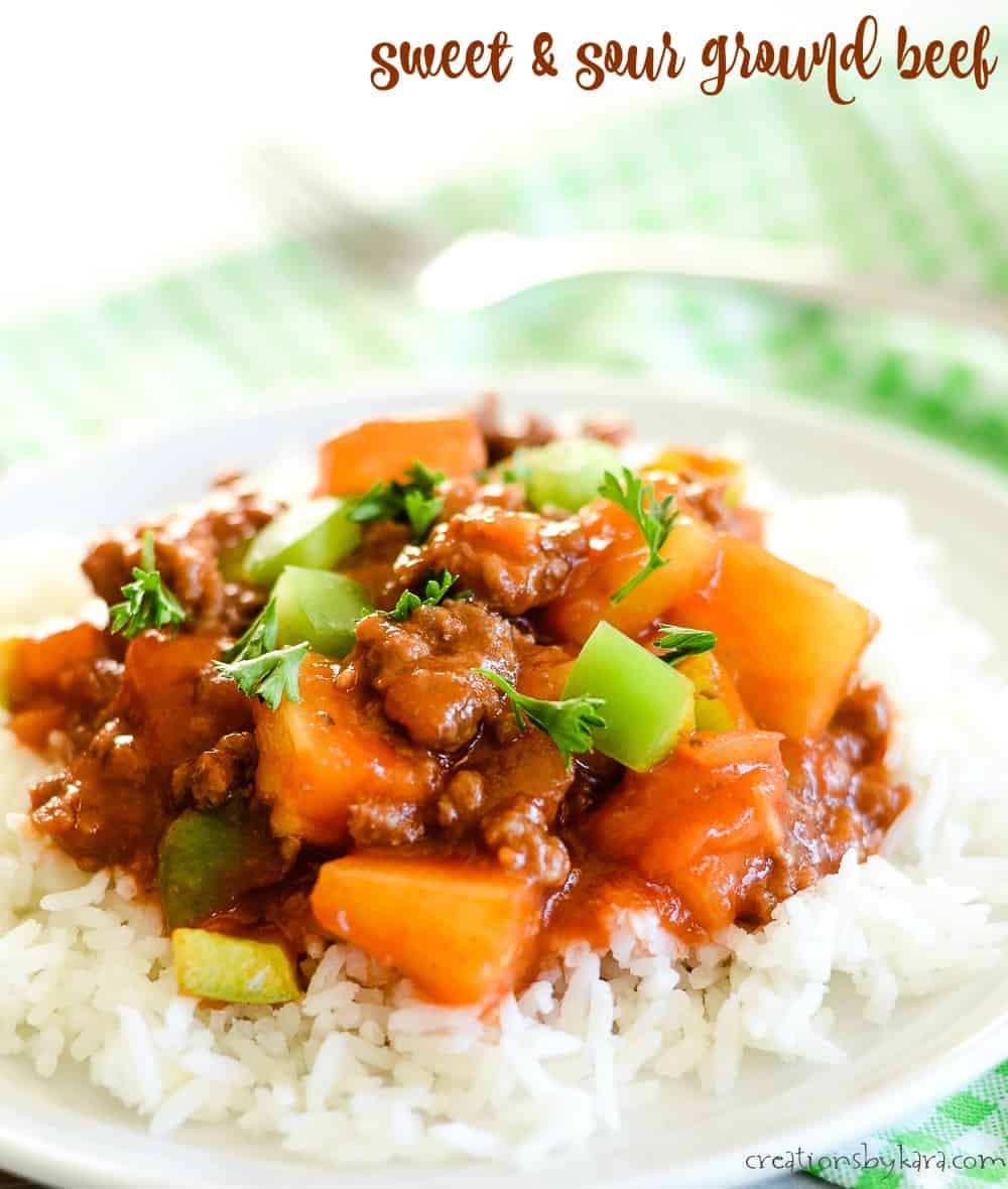Easy Sweet and Sour Ground Beef Recipe - Creations by Kara