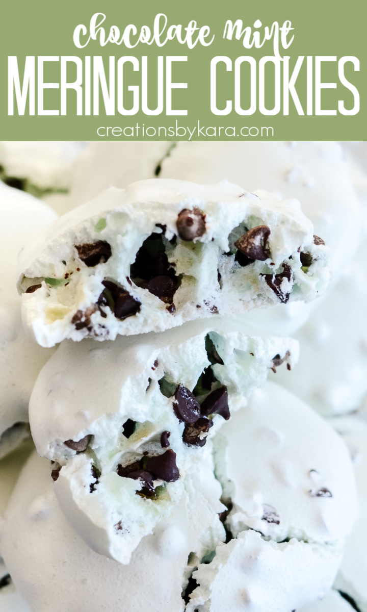 Mint Chocolate Chip Meringue Cookies - Creations by Kara