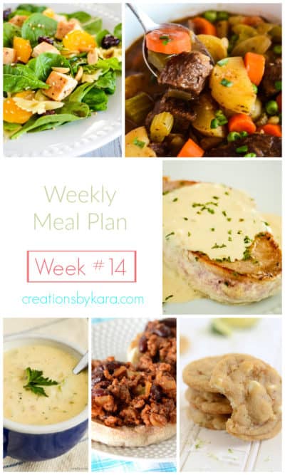 Weekly Menu Plan #14 - Creations by Kara