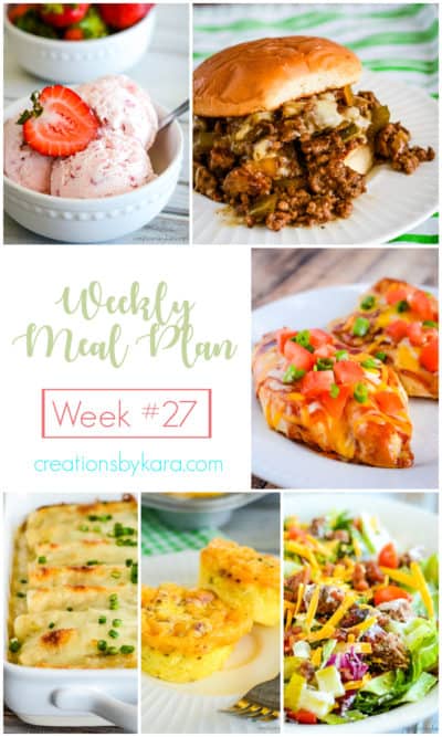 Weekly Meal Plan 27 Creations By Kara