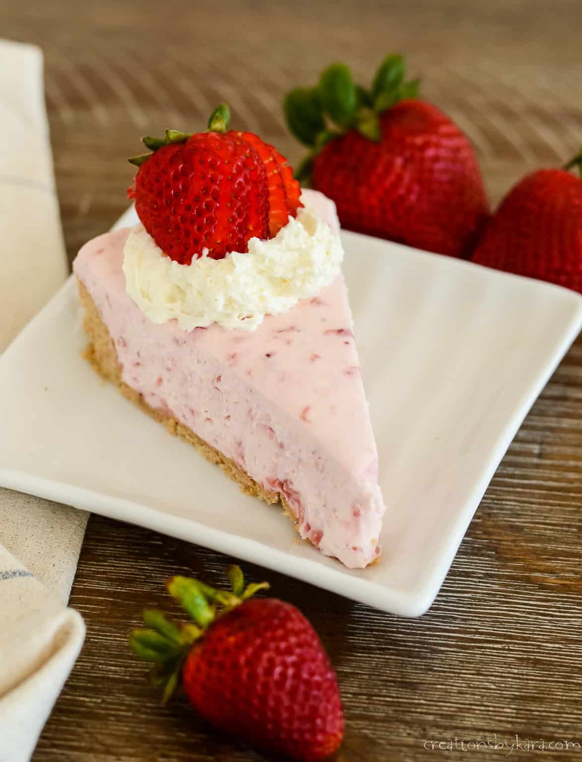 Easy No Bake Strawberry Cheesecake Recipe - Creations by Kara