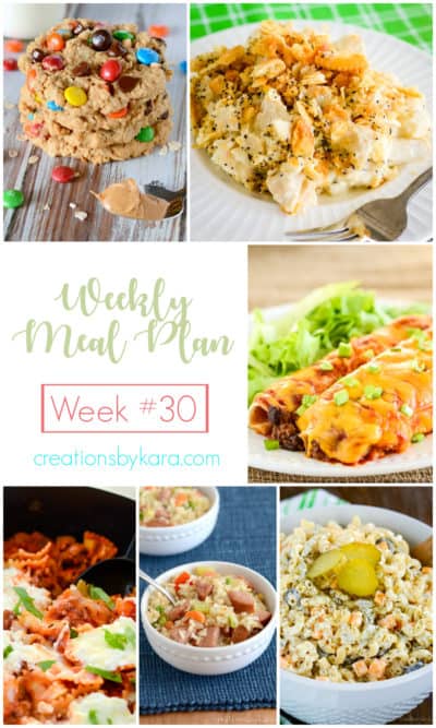 Weekly Meal Plan #30 - Creations by Kara