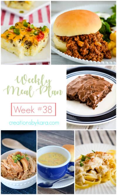 Weekly Meal Plan 38 Creations By Kara