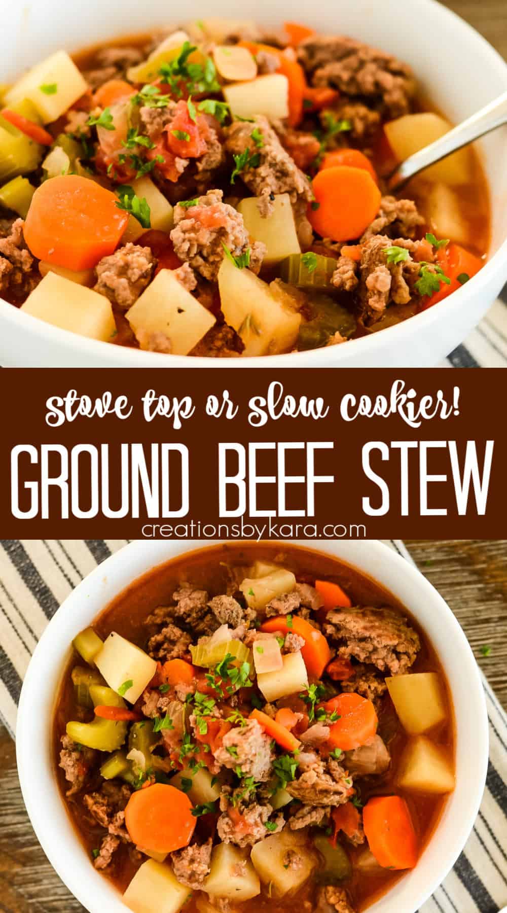 Easy & Delicious Ground Beef Stew Recipe - Creations by Kara