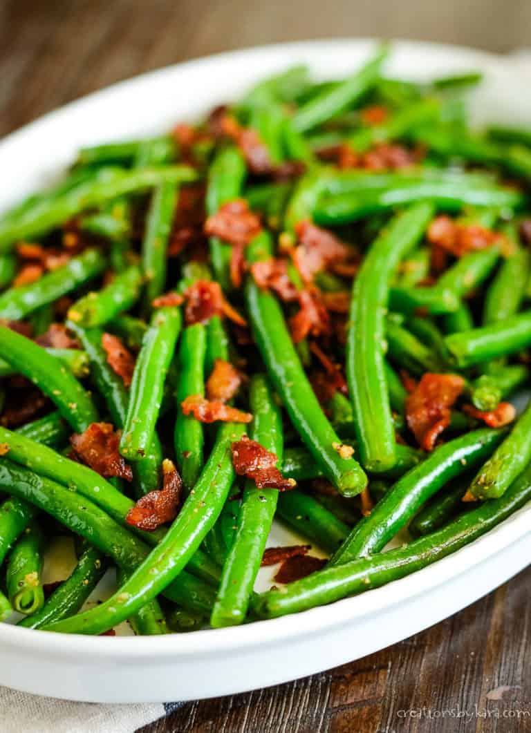 Sautéed Green Beans with Bacon & Garlic - Creations by Kara