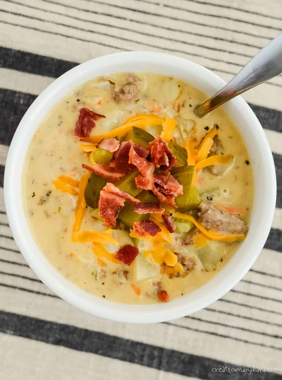 Creamy Velveeta Cheeseburger Soup Recipe - Creations by Kara