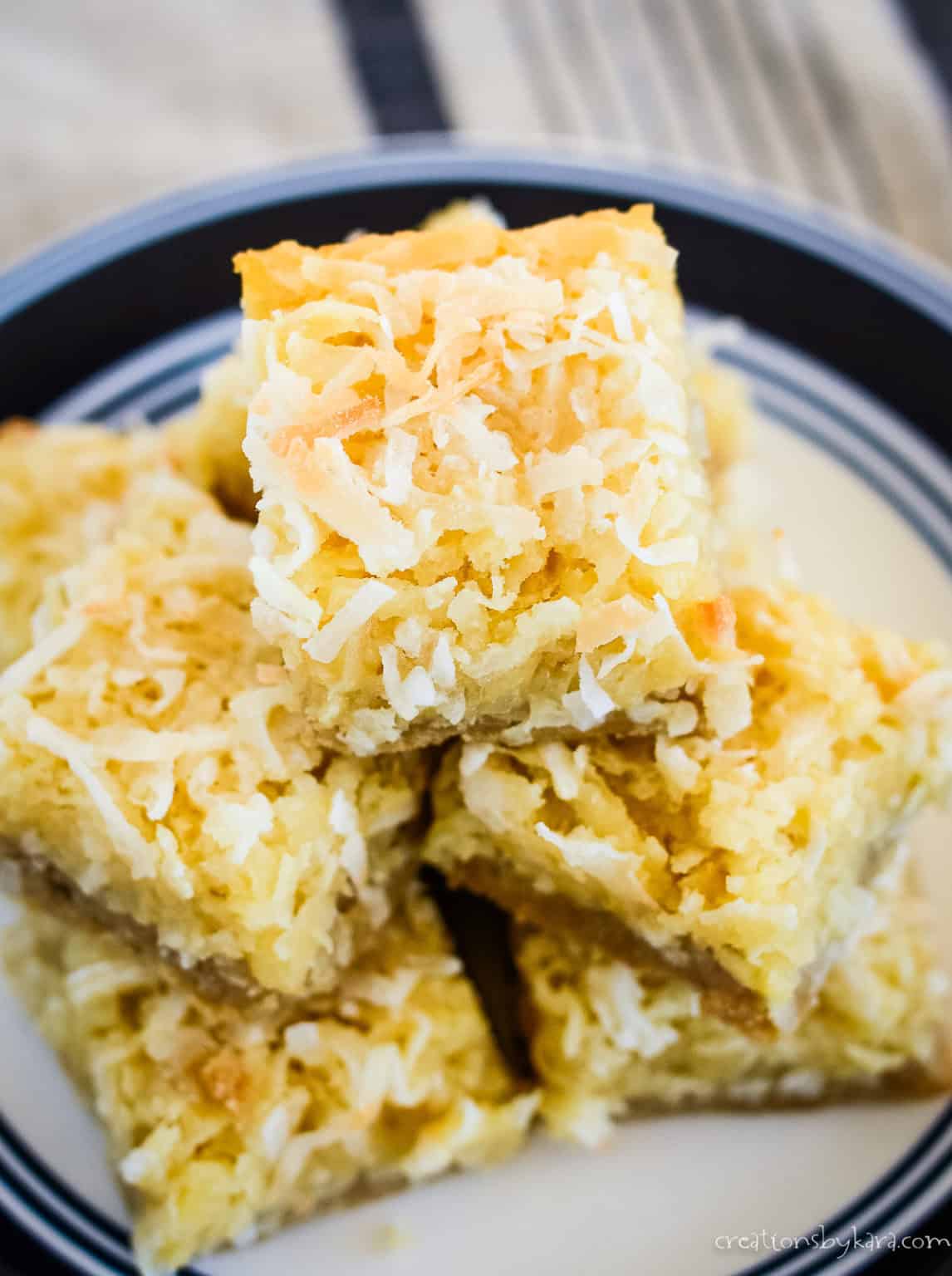 Chewy, Buttery Coconut Bars Recipe - Creations by Kara