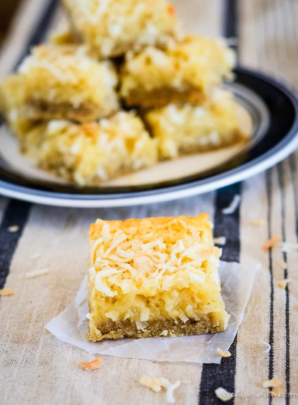 Chewy, Buttery Coconut Bars Recipe - Creations by Kara