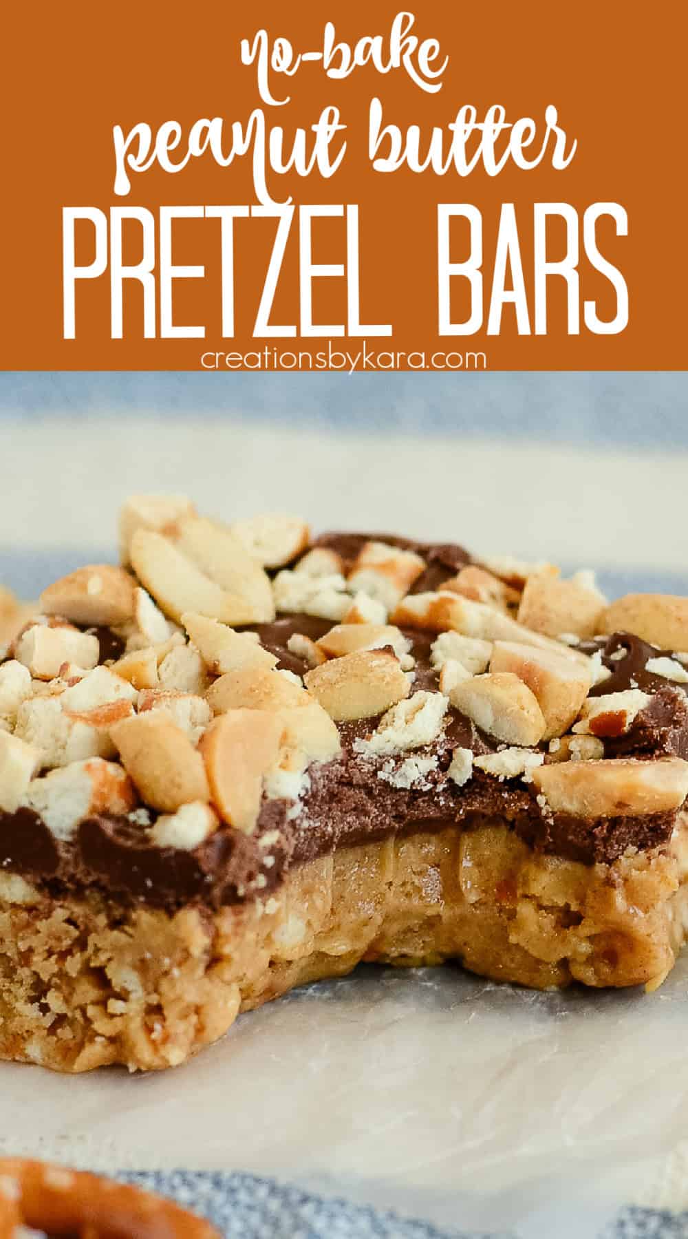 No-Bake Peanut Butter Pretzel Bars (Chocolate-Covered!) - Creations by Kara