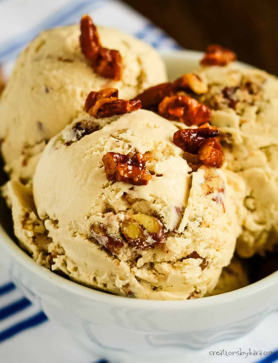 Easy No Cook Butter Pecan Ice Cream - Creations by Kara